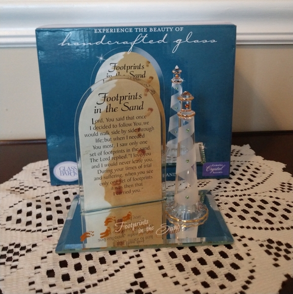 Glass Baron | Accents | Glass Baron Footprints In The Sand Lighthouse ...